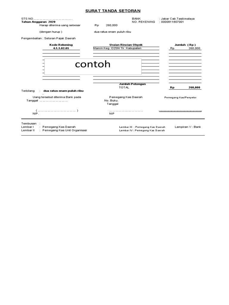 Contoh STS Pajak Daerah Dan Pengembalian | PDF