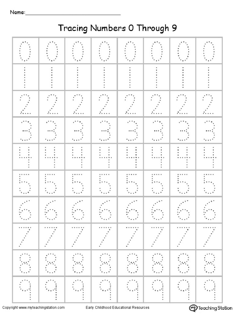 MTS Tracing Numbers 0 Through 9 PDF | PDF