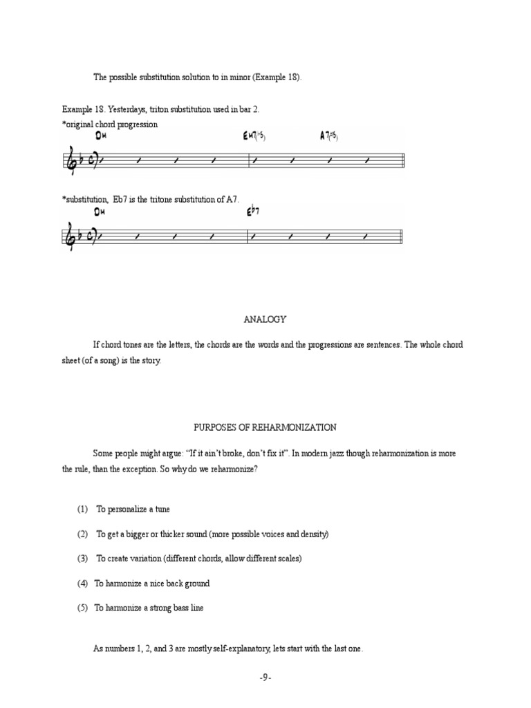 Chord Progressions and Substitutions Jazz-Reharmonization (13-23) | PDF ...