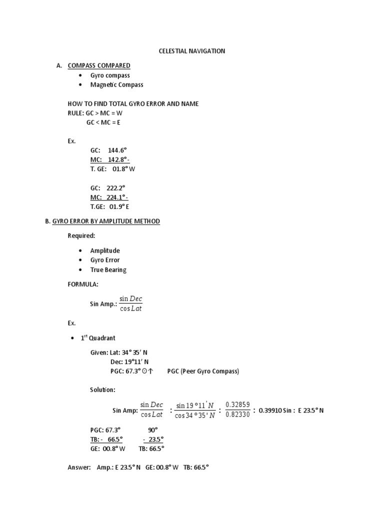 Gyro Error Calculation by Amplitude | PDF | Compass | Tools