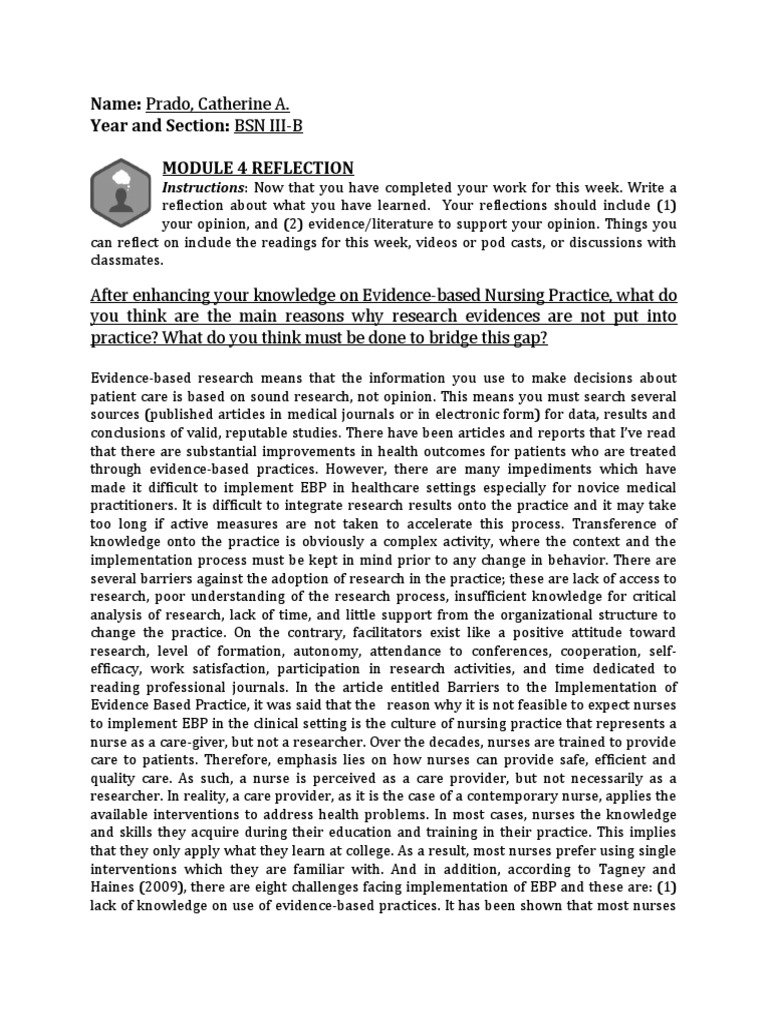 Name: Prado, Catherine A. Year and Section: BSN III-B Module 4 ...