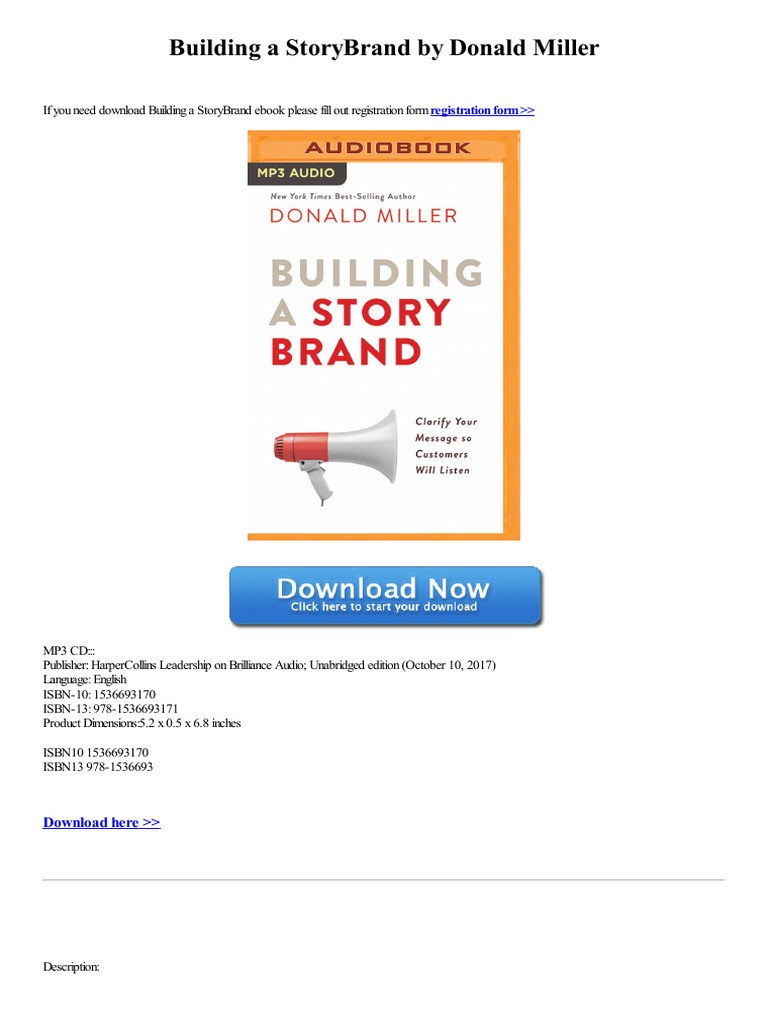 Building A Storybrand By Donald Miller Registration Form Download