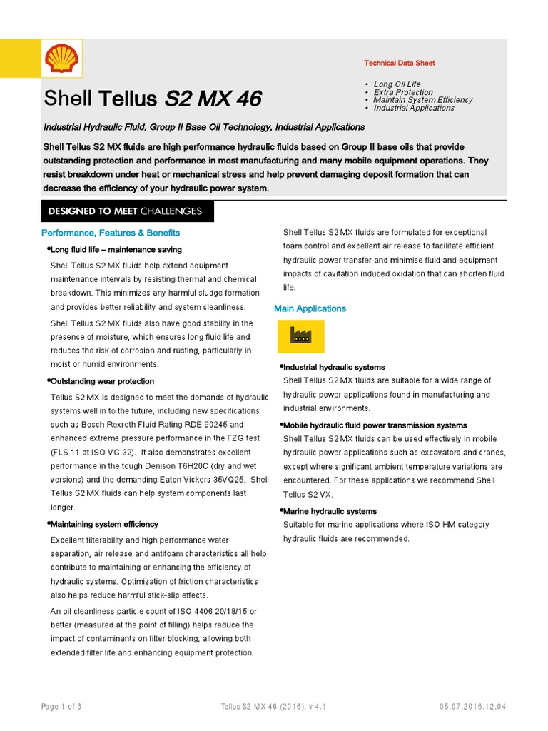 Shell Tellus S2 MX 46: Performance, Features & Benefits | PDF ...