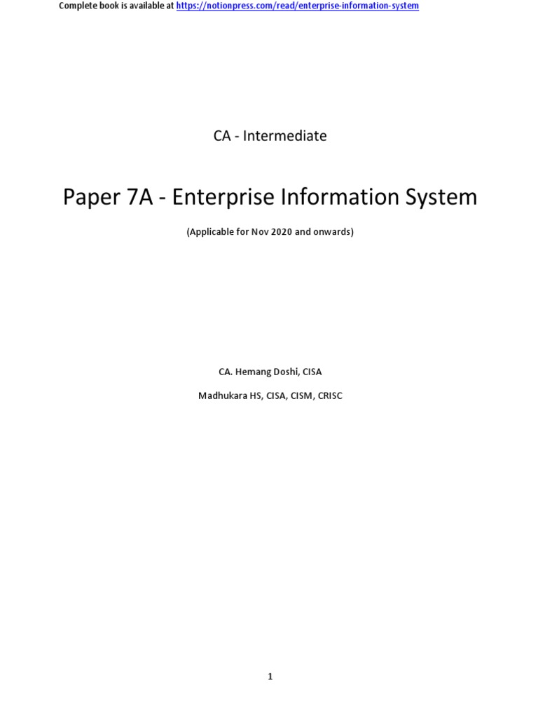 CA Inter - EIS - Hemang Doshi | PDF