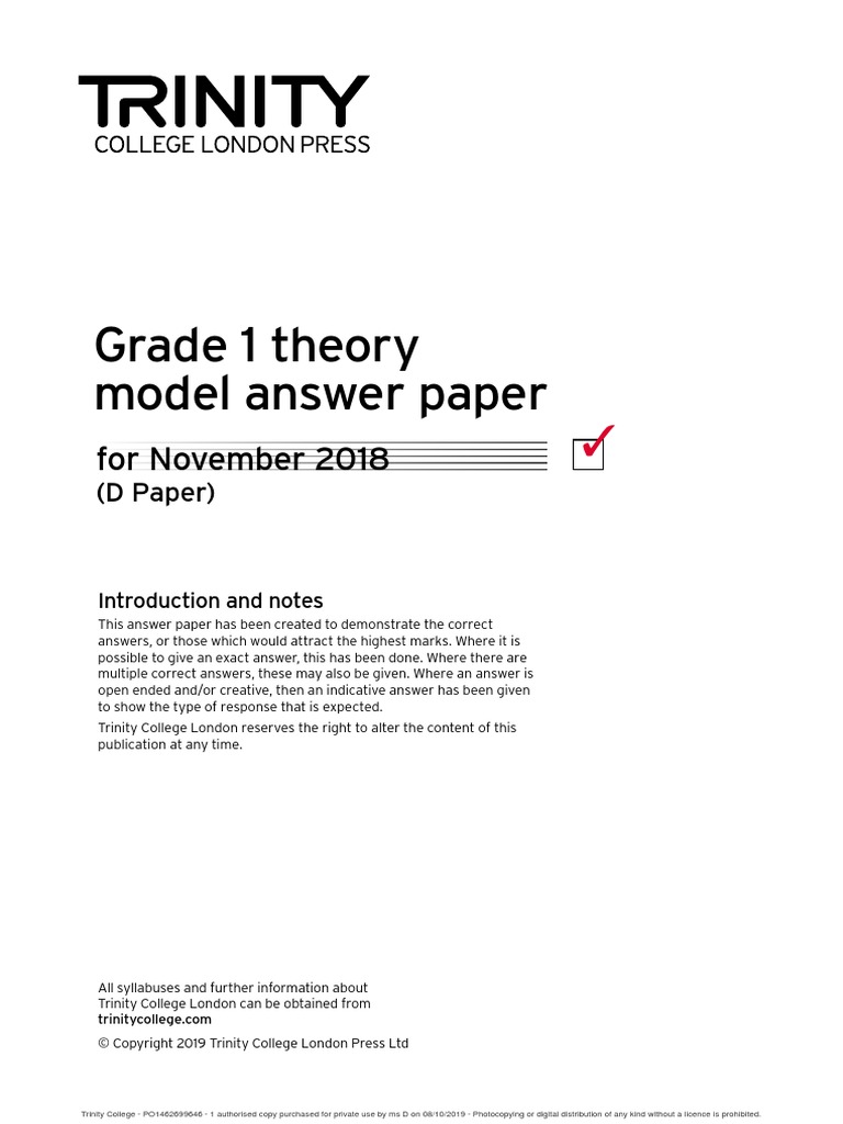Theory Model Answers 2018 Grade 1 (November Session, D) Theory | PDF ...