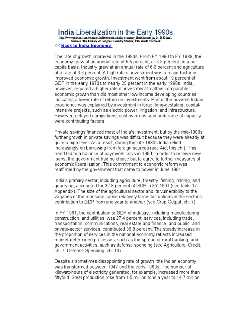 India Liberalization in The Early 1990s | PDF | Poverty | Poverty ...