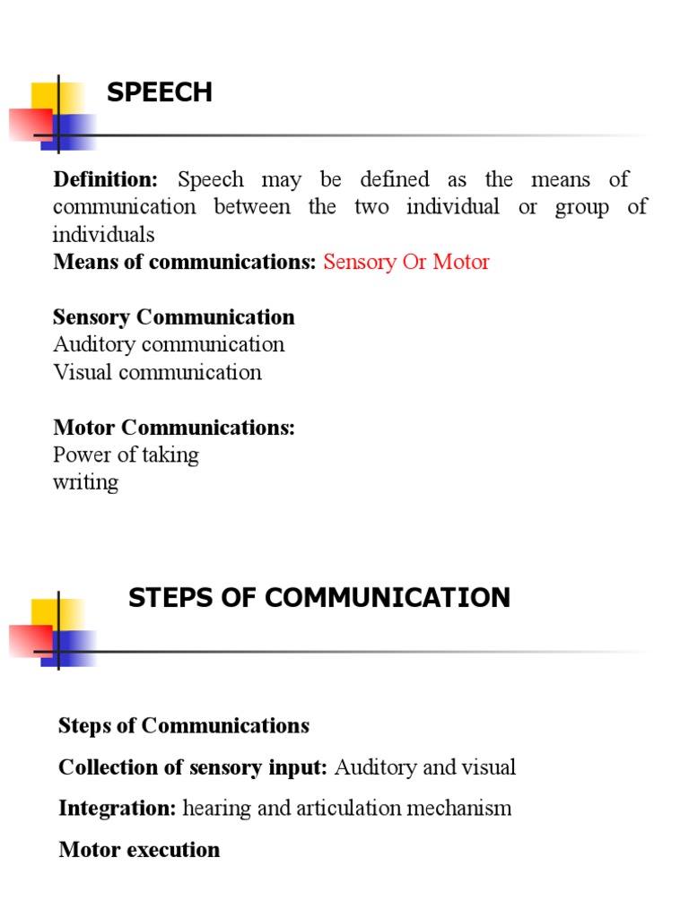 Speech: Definition: Speech May Be Defined As The Means of | PDF ...