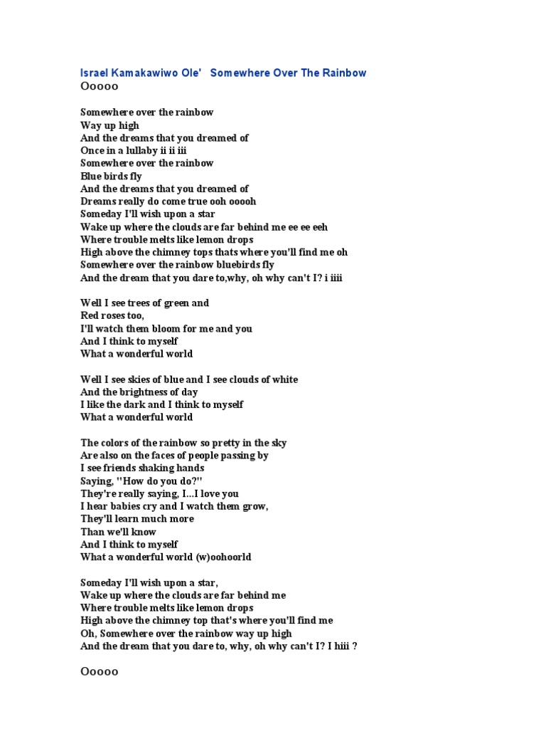 Somewhere Over The Rainbow | PDF | Poetry