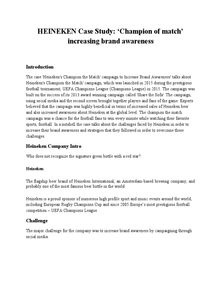 HEINEKEN Case Study | PDF | Brand | Uefa Champions League