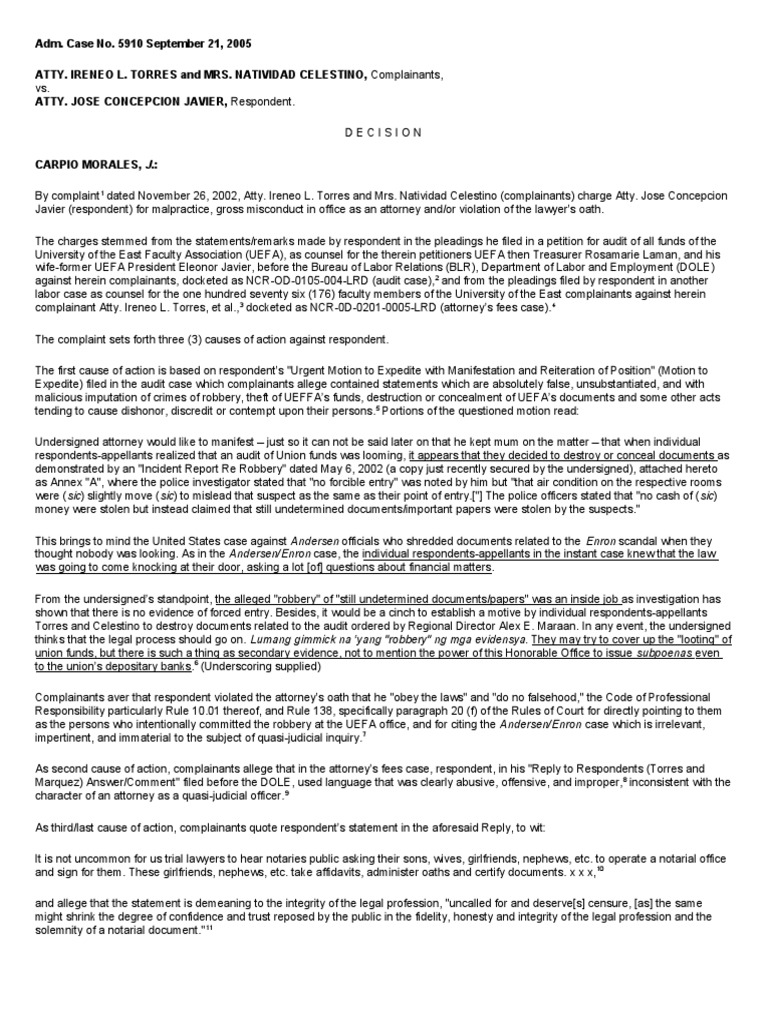 Adm. Case No. 5910 | Download Free PDF | Lawyer | Pleading