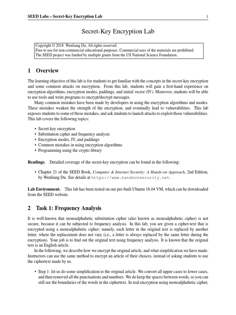 Secret-Key Encryption Lab | PDF | Cryptography | Secure Communication