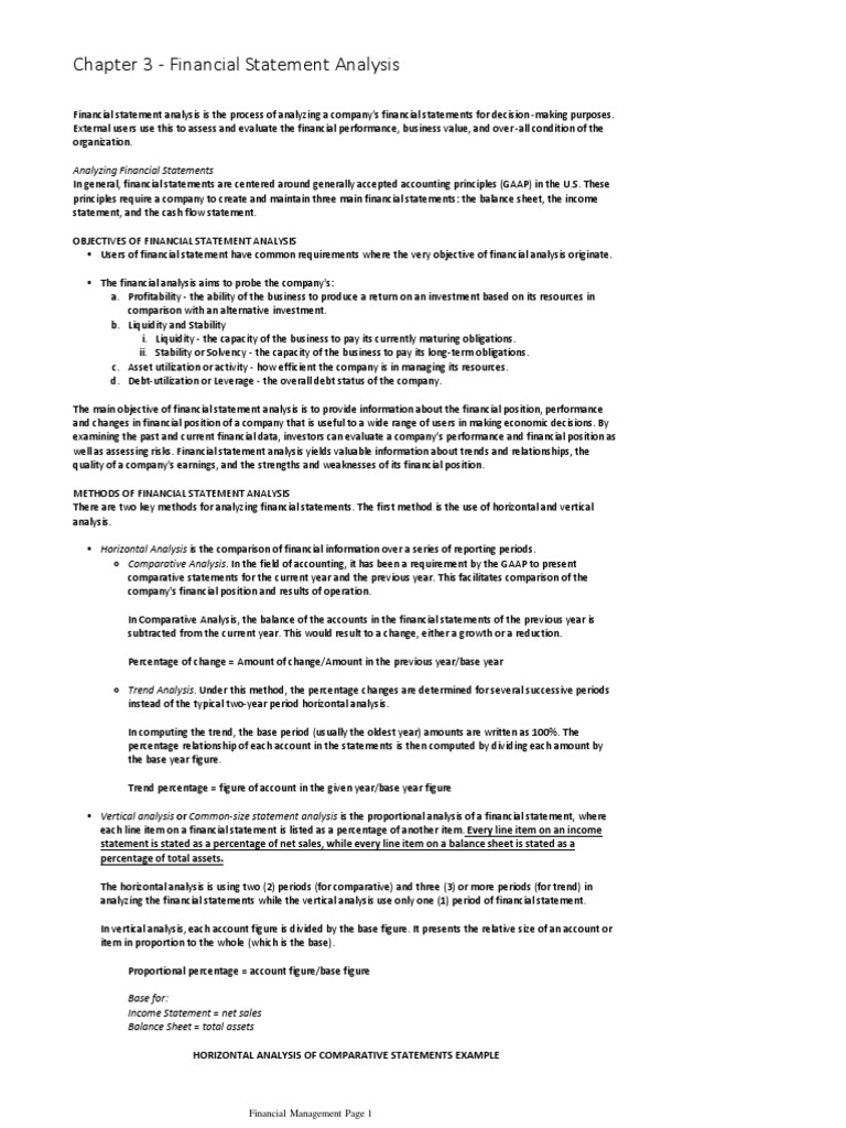 Chapter 3 - Financial Statement Analysis | PDF | Financial Statement ...