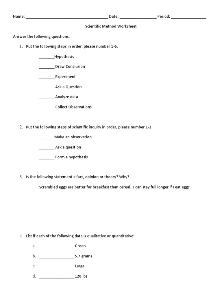 Scientific Method WS With Bar Graph | PDF | Scientific Method | Hypothesis