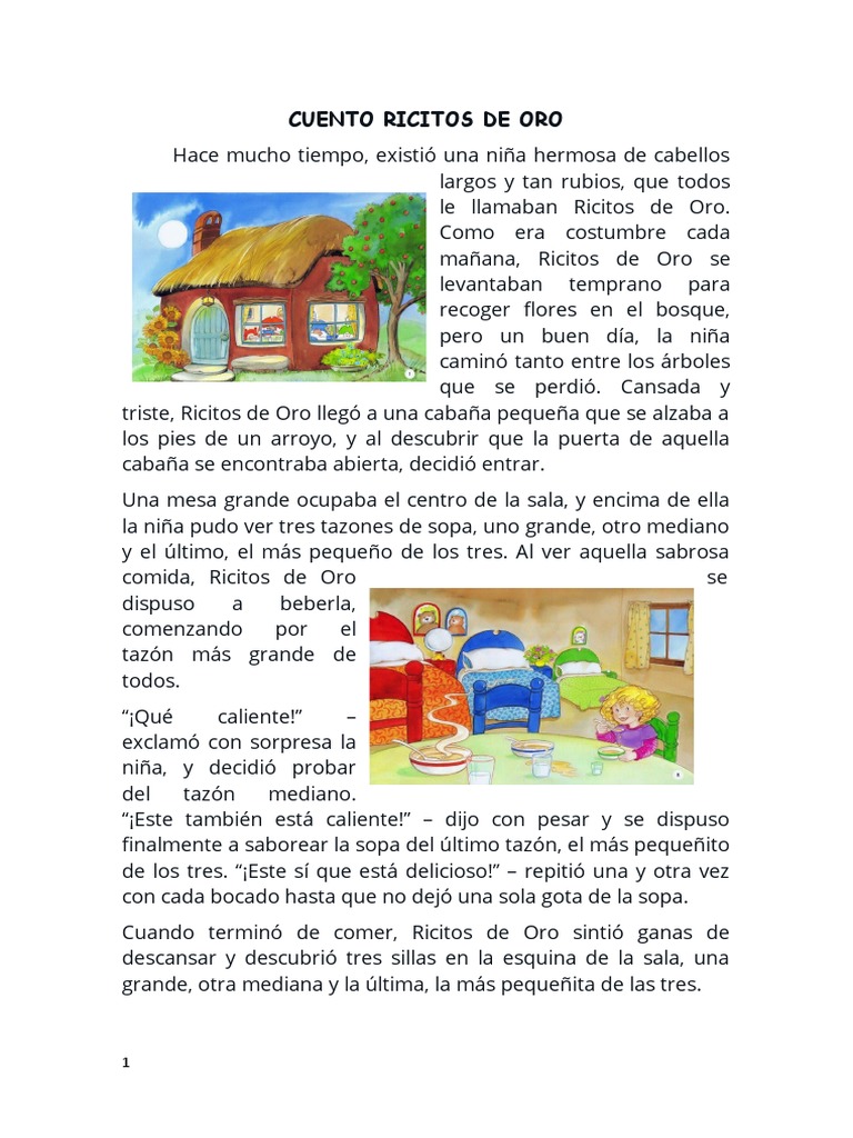Cuento Ricitos de Oro | PDF | Ricitos de oro y los tres osos | Osos