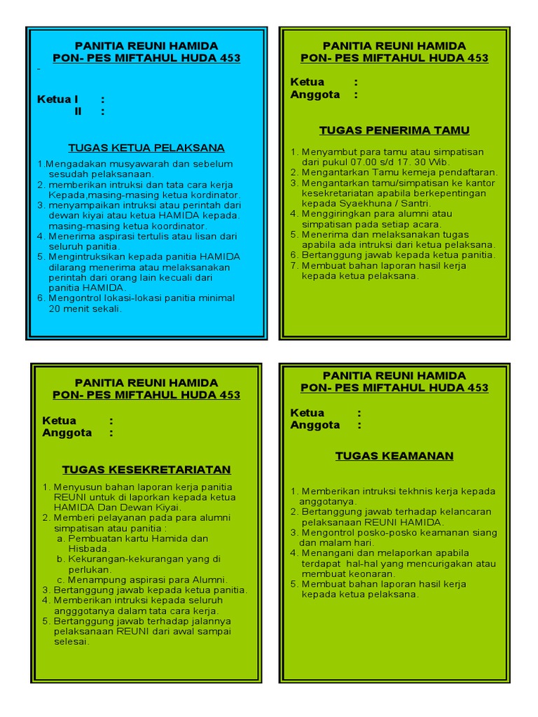 Kartu Panitia Hamida | PDF