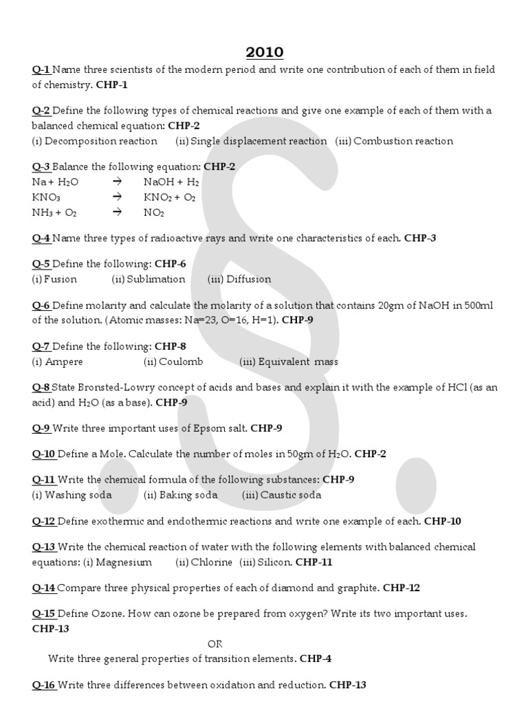 Chem 2010-2009 (CHPTR Markd) PDF | PDF | Chemical Bond | Alkene