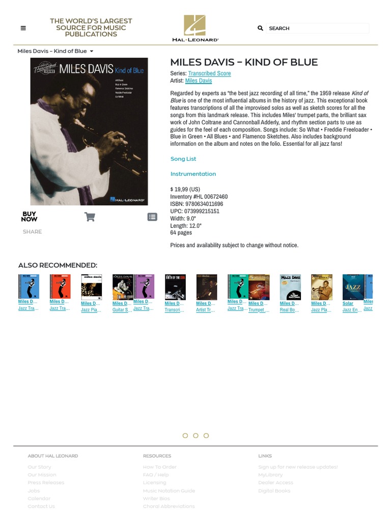 Miles Davis - Kind of Blue - Hal Leonard Online | PDF