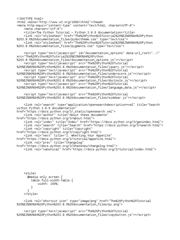 The Python Tutorial - Python 3.8.6 Documentation | PDF | Python ...