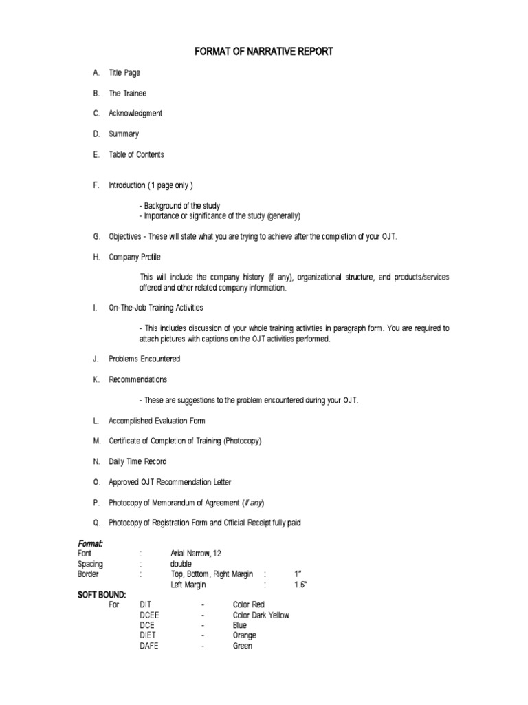 Narrative Report Format Guide | PDF