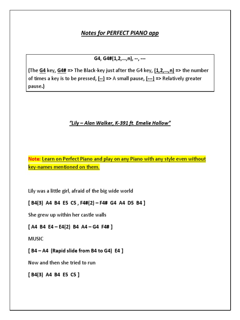 Lily (Alan Walker) Piano Notes | PDF