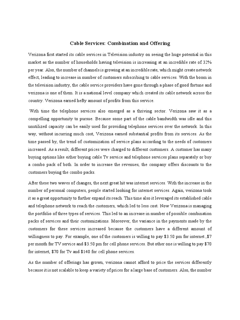 Cable Services: Combination and Offering | PDF | Cable Television ...