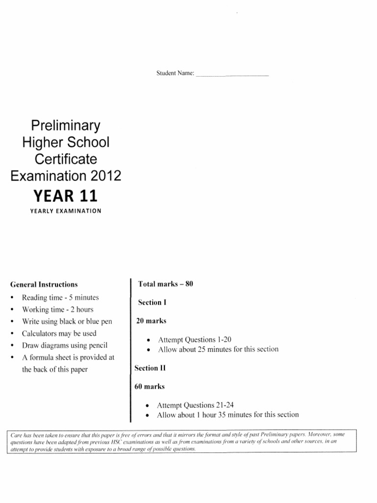 2012 Trial General Mathematics Year 11 Paper | PDF | Area | Overtime
