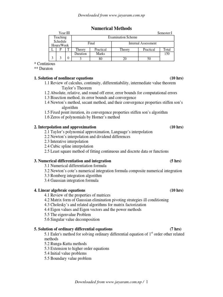 Numerical Method Pdf Pdf Interpolation Numerical Analysis
