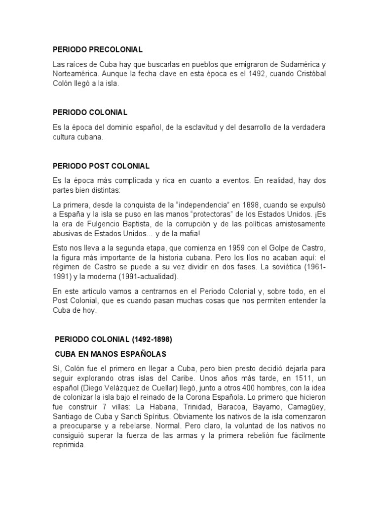 Historia de Cuba: Colonial y Postcolonial | PDF | Fidel Castro ...