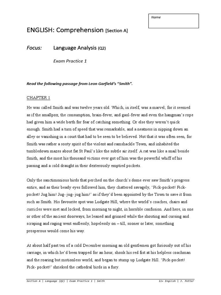 Language Analysis of "Smith" Excerpt | PDF | Syntactic Relationships ...