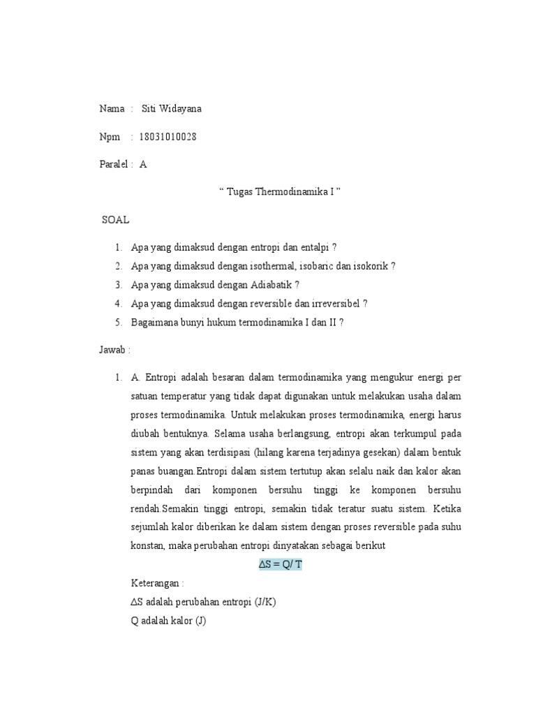 Konsep Dasar Termodinamika dan Hukum-Hukumnya | PDF | Metode & Bahan ...