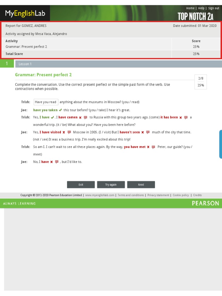 002 Grammar - Present Perfect 2 - Mode - Report - Unit 1 - Lesson 1 ...