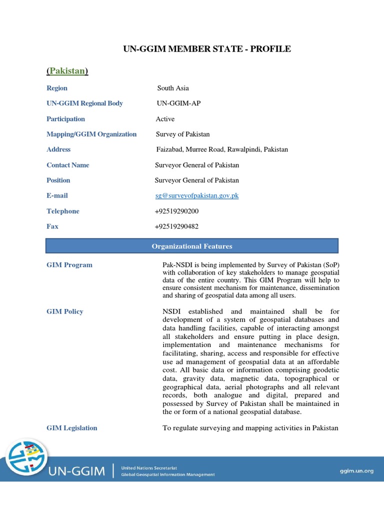 Country Profile of Pakistan | PDF | Geographic Information System ...