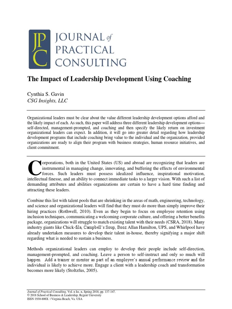 The Impact of Leadership Development Using Coaching | PDF | Leadership ...