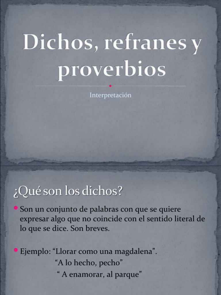 Diferencias entre refranes y dichos | PDF | Artes del Lenguaje y ...
