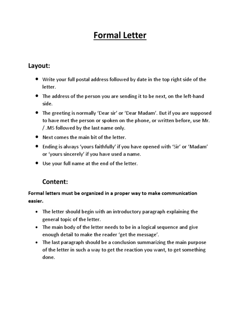 Formal Letter Format | PDF