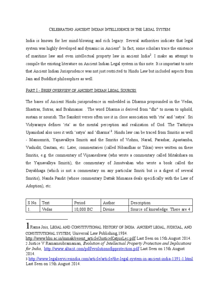 Celebrating Ancient Indian Intelligence in The Legal System | PDF ...