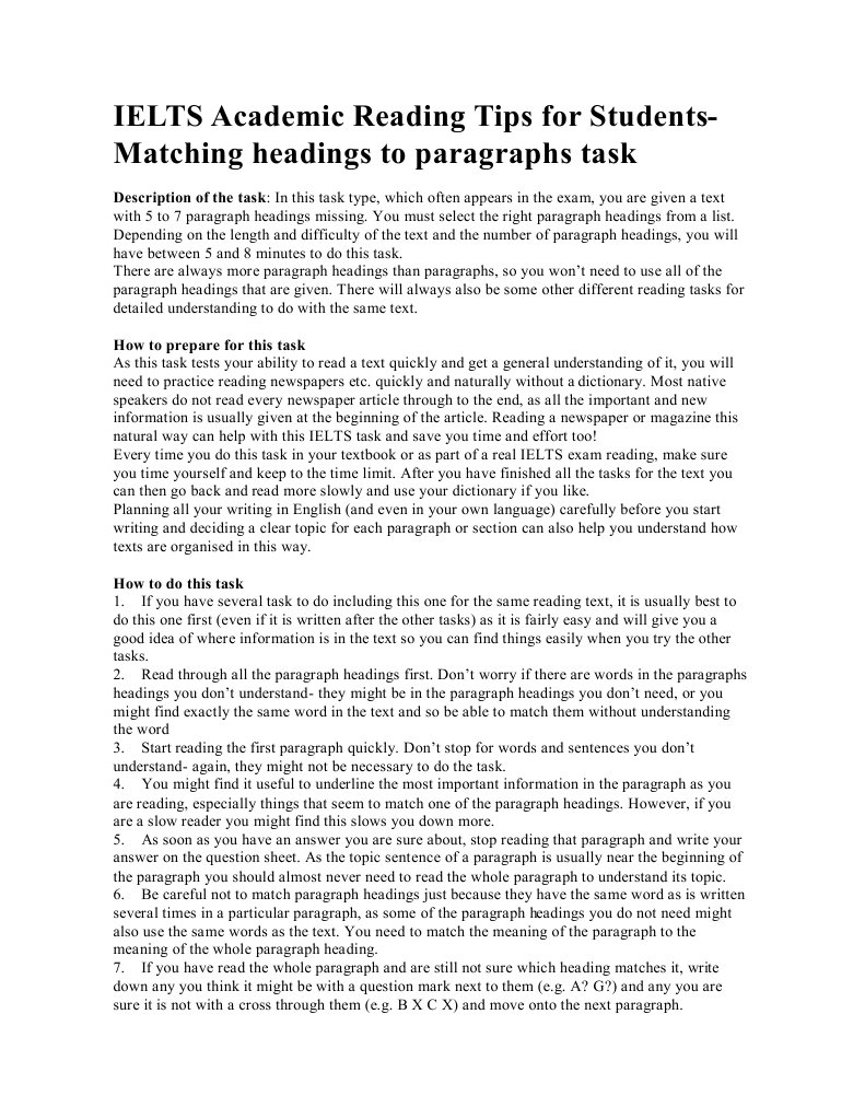 IELTS Academic Reading Tips For Students | PDF | International English ...