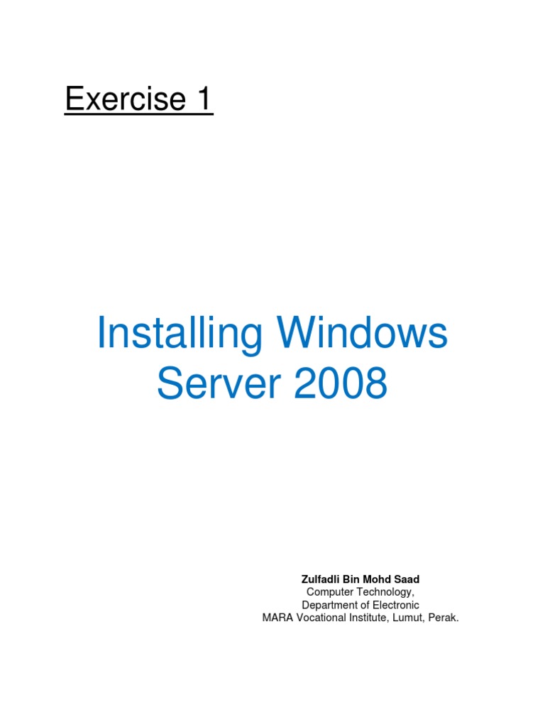 Server2008-Exercise 1 PDF | PDF | Windows Server 2008 | Computer Keyboard