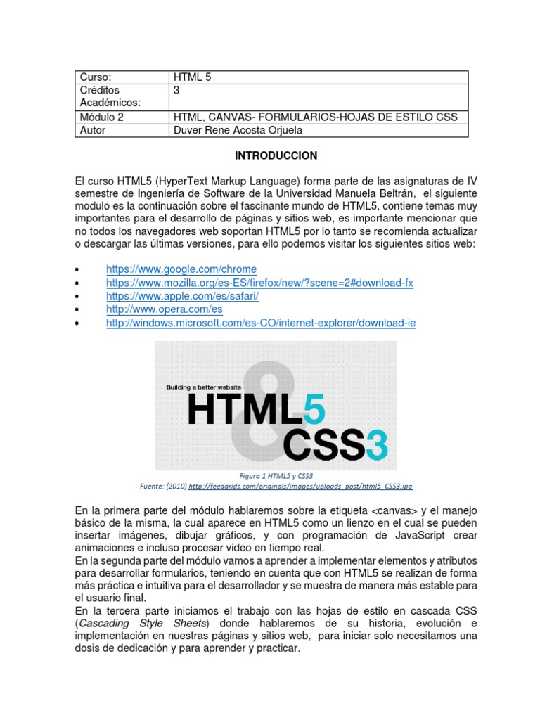 Módulo 2 HTML5 | PDF | Hojas de estilo en cascada | HTML