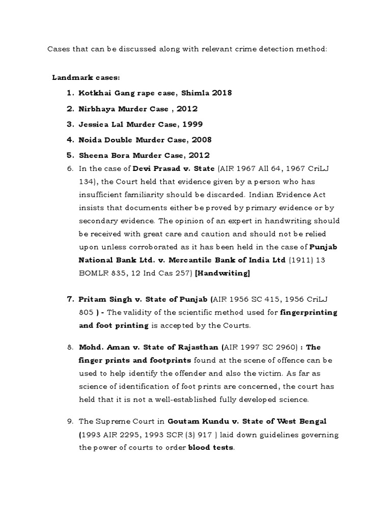 Forensic Cases | PDF | Forgery | Supreme Court Of India