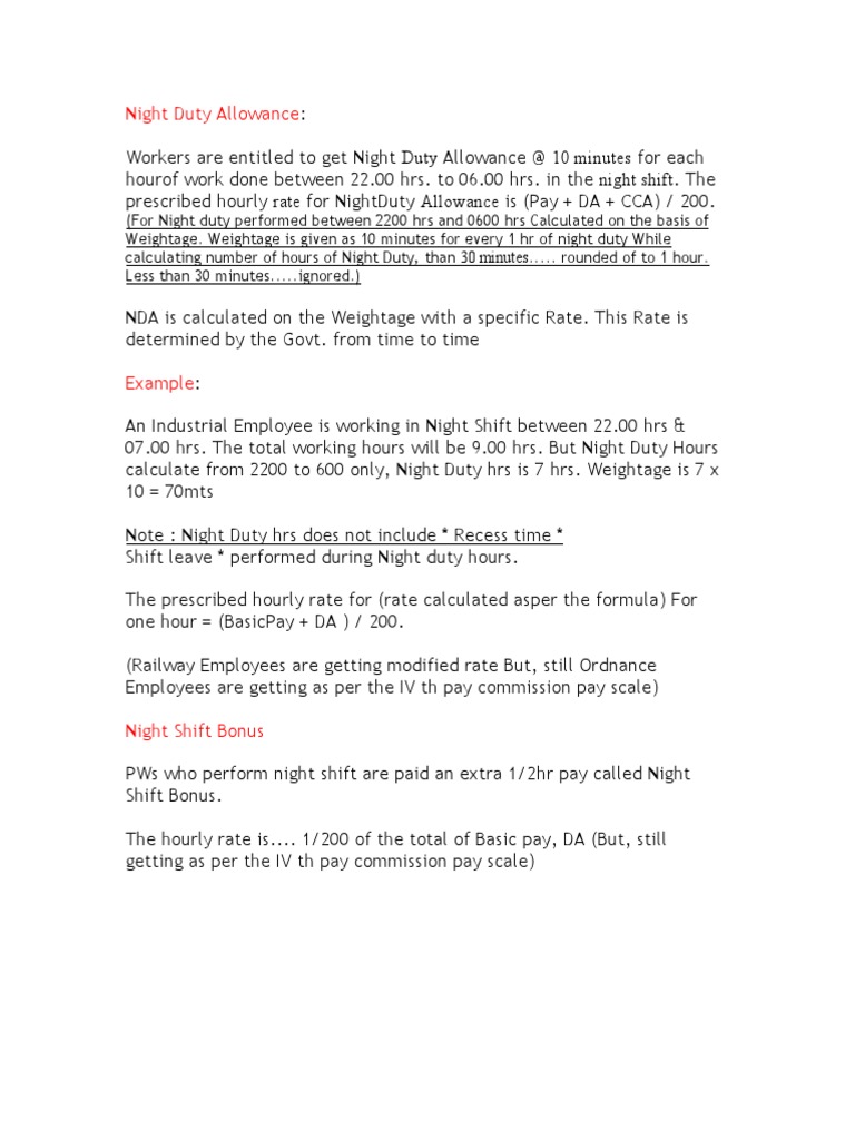 Night Duty Allowance PDF | PDF