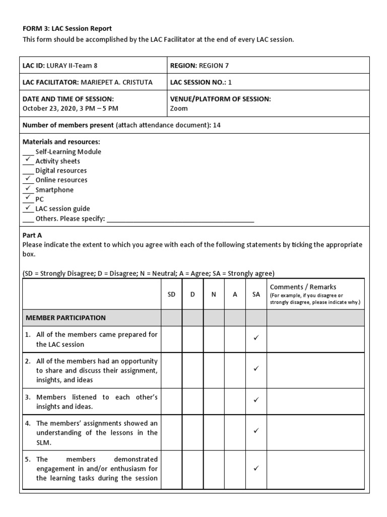 For Example, If You Disagree or Strongly Disagree, Please Indicate Why ...