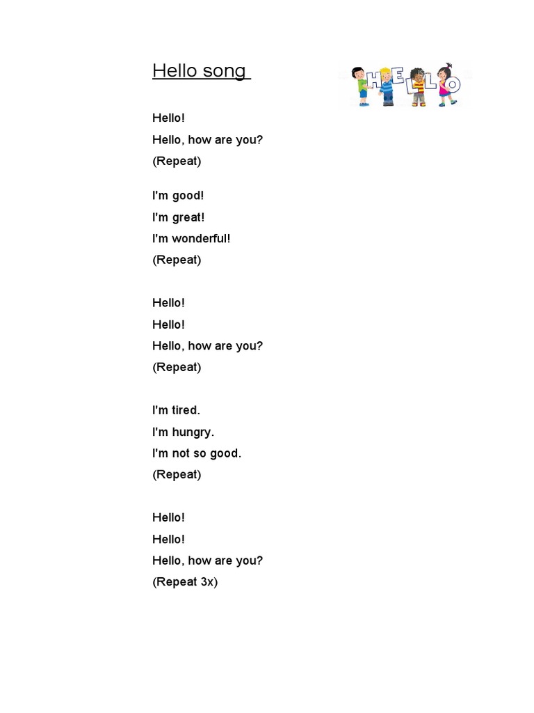 Hello Song Letra | PDF