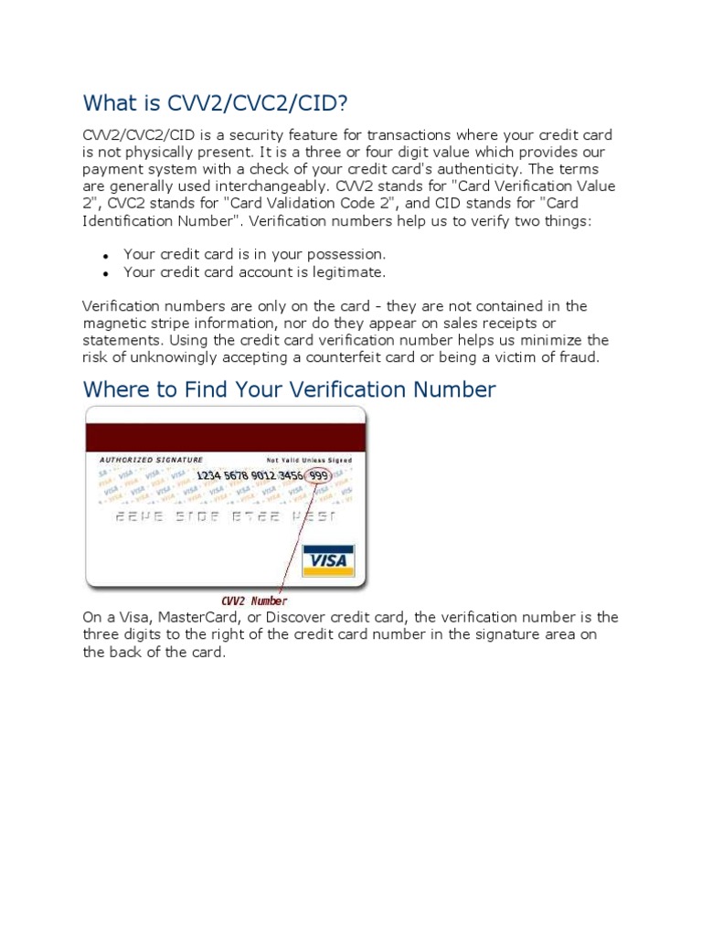 What Is CVV2/CVC2/CID? | PDF
