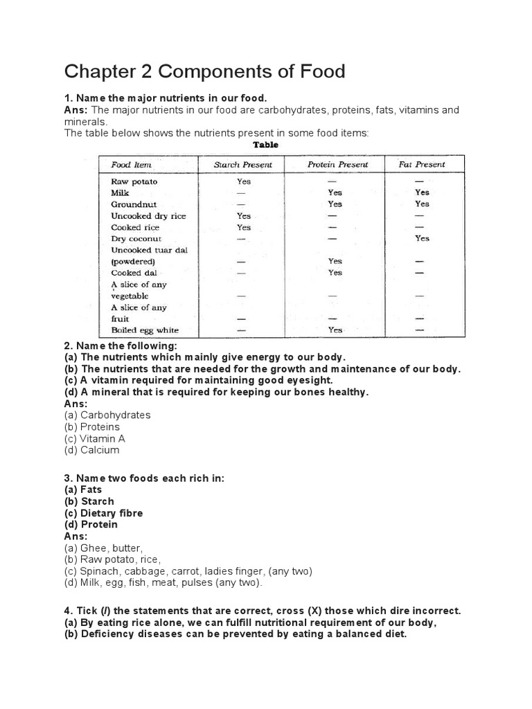 Chapter 2 Components of Food | PDF | Nutrients | Vitamin