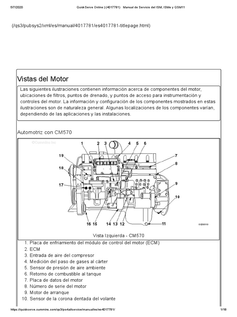 LOCALIZACION DE SENSORES Y COMPONENTES DEL ISM, ISMe y QSM11 | PDF ...