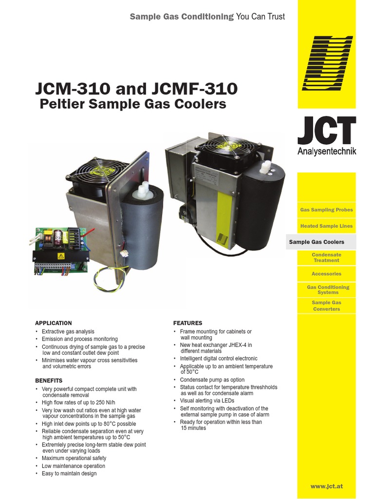 JCM-310 and JCMF-310: Peltier Sample Gas Coolers | PDF | Heat Exchanger ...