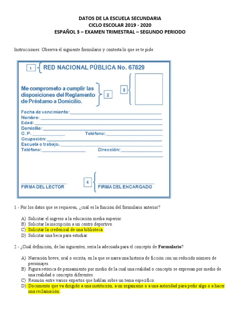 Examen Trimestral Español 3 - 2do Periodo | PDF | Radio | Verbo