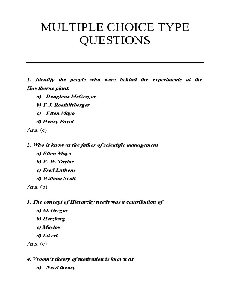 Chap 12 PM-BB Multiple Choice Type Questions | PDF | Motivation | Motivational