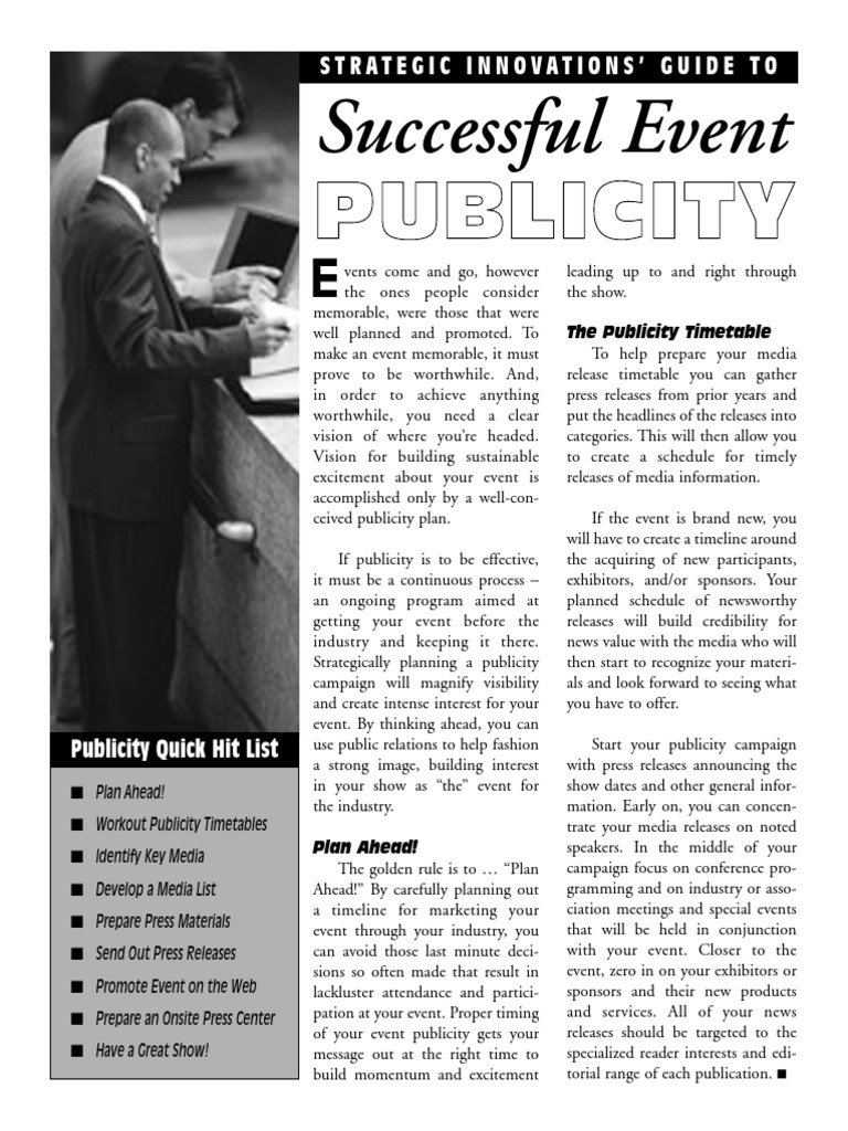 Event Publicity Guide | PDF | Press Release | News